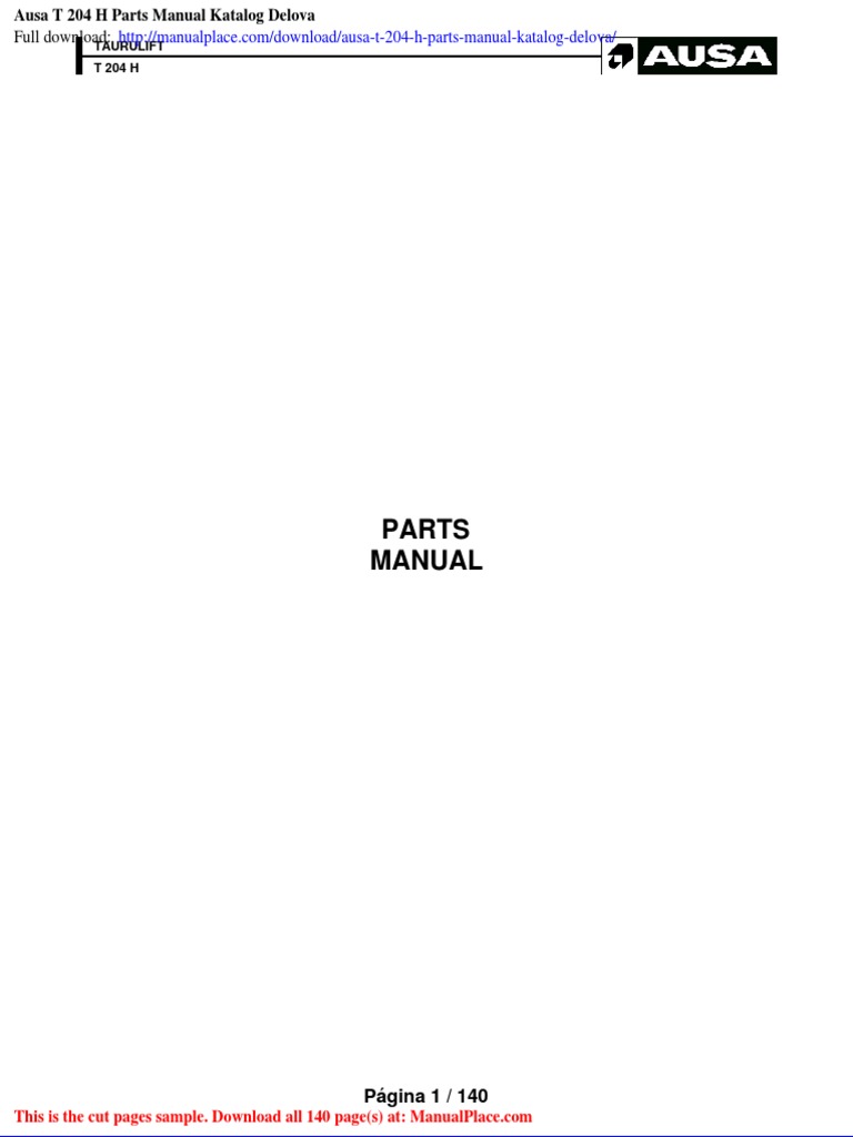 Ausa T 204 H Parts Manual | PDF | Screw | Washer (Hardware)