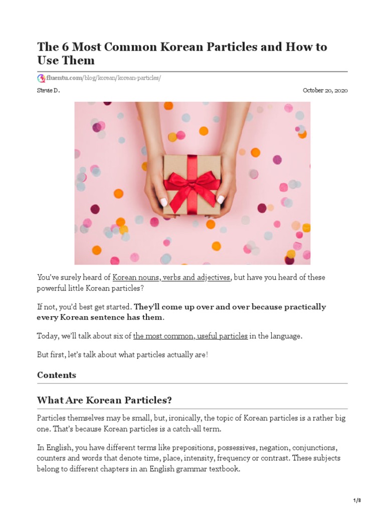 Korean Particles | PDF | English Language | Human Communication