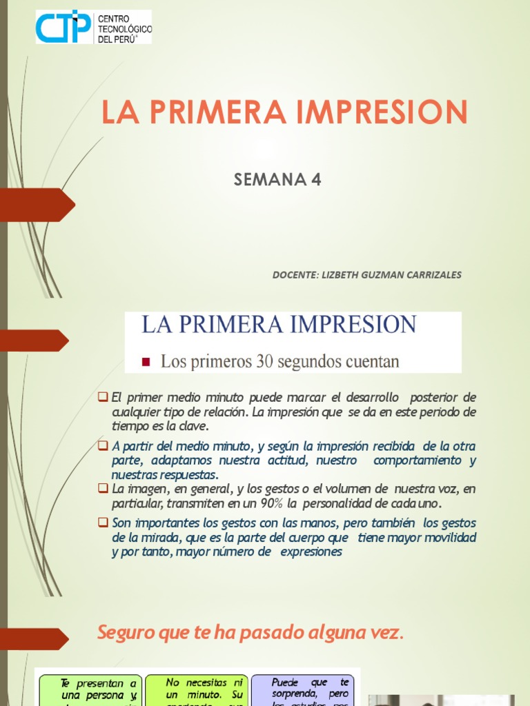 4-La Primera Impresion | PDF | Conceptos psicologicos | Psicología Social