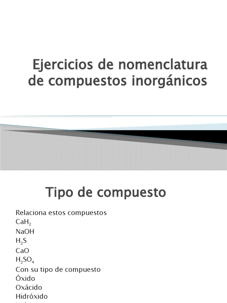 Ejercicios de Nomenclatura de Compuestos Inorgánicos (Clases) | Descargar gratis PDF | Ácido ...
