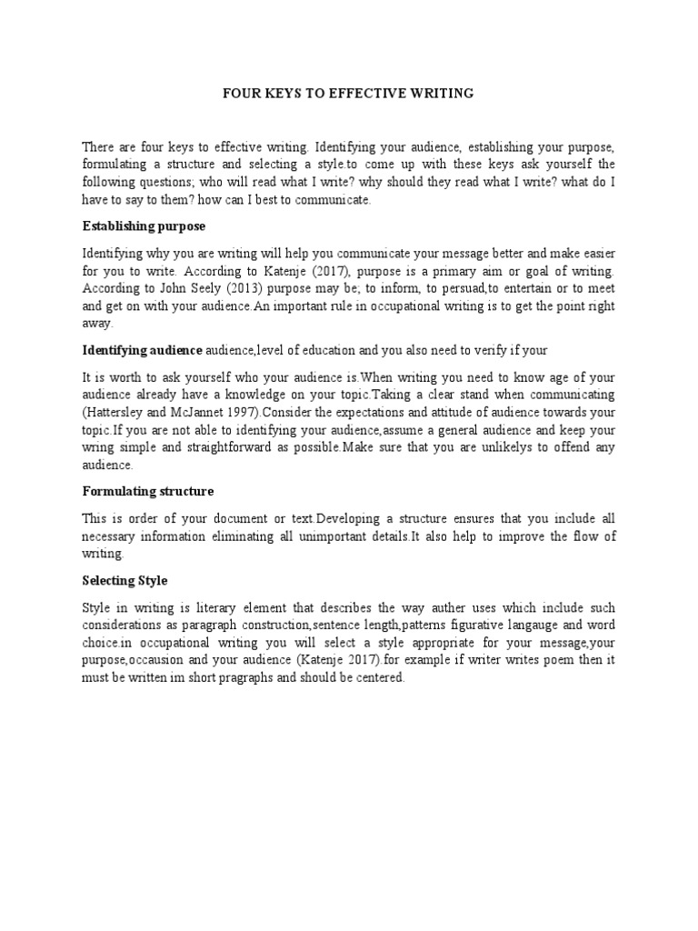 Four Keys To Effective Writing | PDF