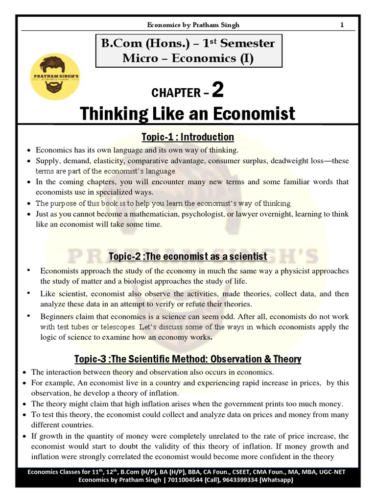 CH-2 Thinking Like An Economist Complete Notes | PDF | Economics ...