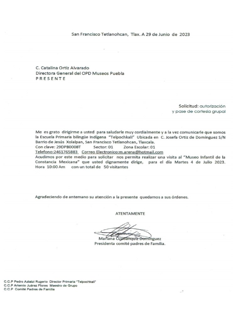 Oficio Solicitud Al Museo | PDF