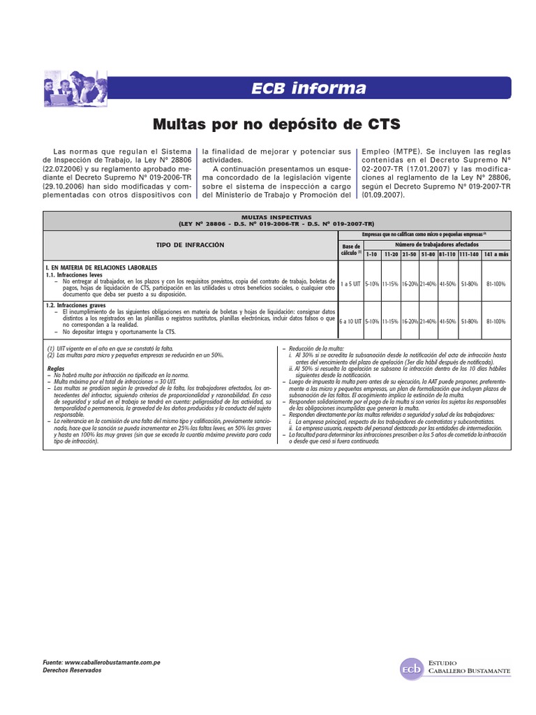 Multas Por No Depositar CTS | PDF