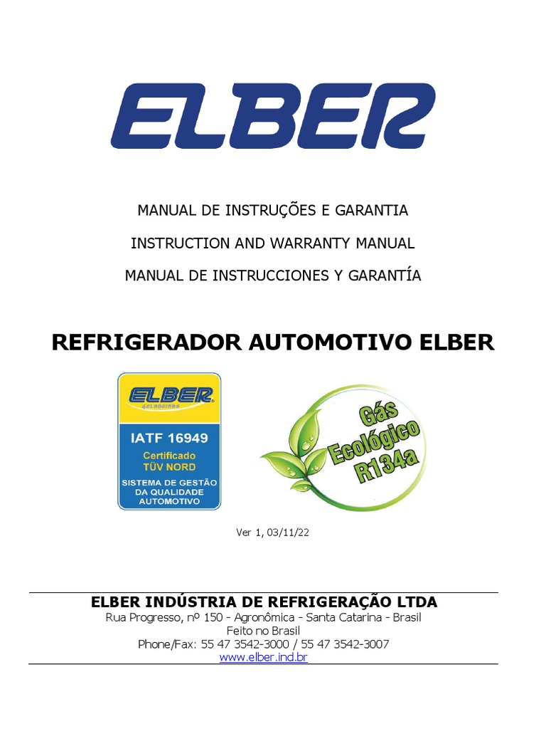 Manual-Compressoe Elber Geladeira-12v-24v-1 | PDF | Temperatura ...