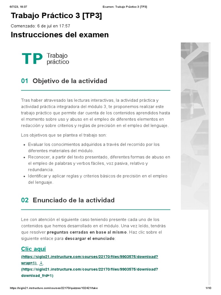 Examen - Trabajo Práctico 3 (TP3) GRAMATICA APLICADA - NATY 90% | PDF | Verbo | Palabra