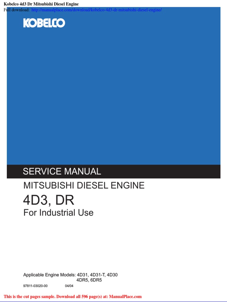 Kobelco 4d3 Dr Mitsubishi Diesel Engine | PDF