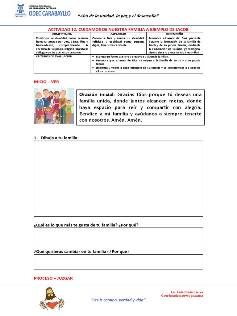 12 Cuidamos de Nuestra Familia A Ejemplo de Jacob Quinto Grado Primaria ...