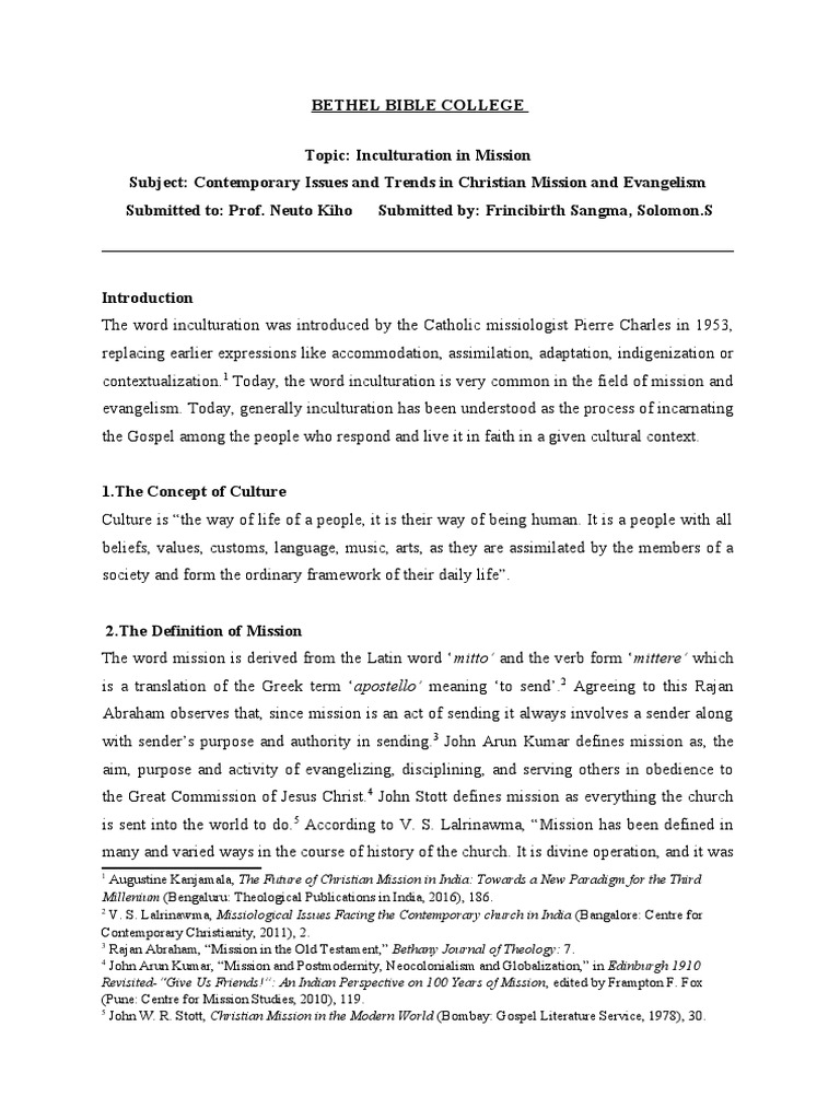 Inculturation in Mission | PDF | Christian Mission | Catholic Church