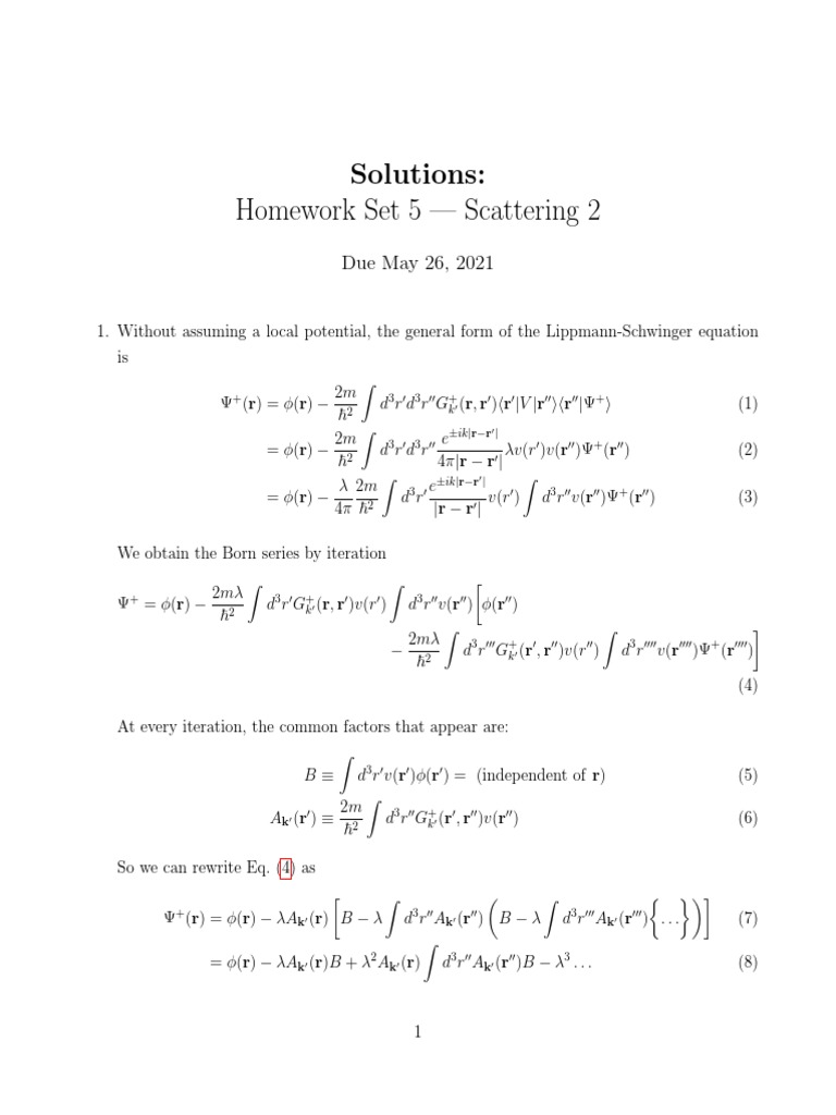QM2 HM5 Solutions | PDF | Spin (Physics) | Cross Section (Physics)