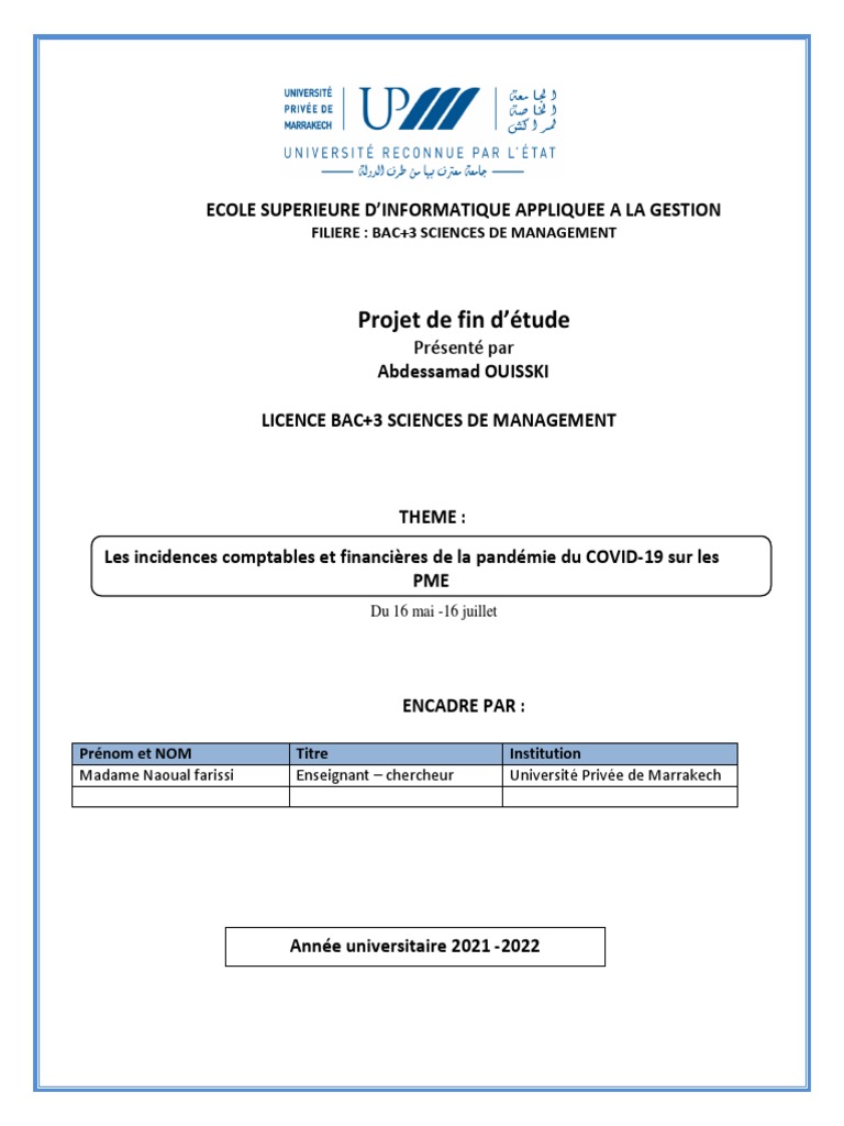 Ouisski Abdessamad PFE - Copie | PDF | Comptabilité | Business