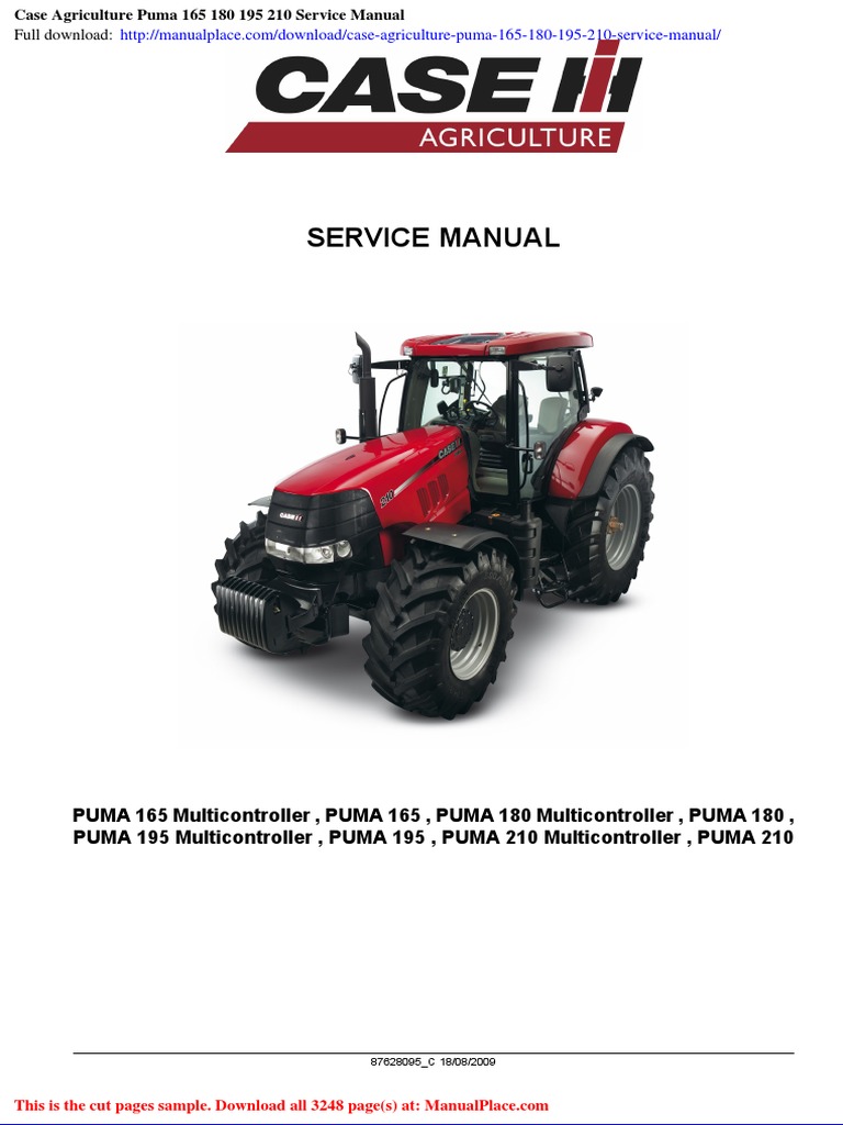 Case Agriculture Puma 165 180 195 210 Service Manual | PDF