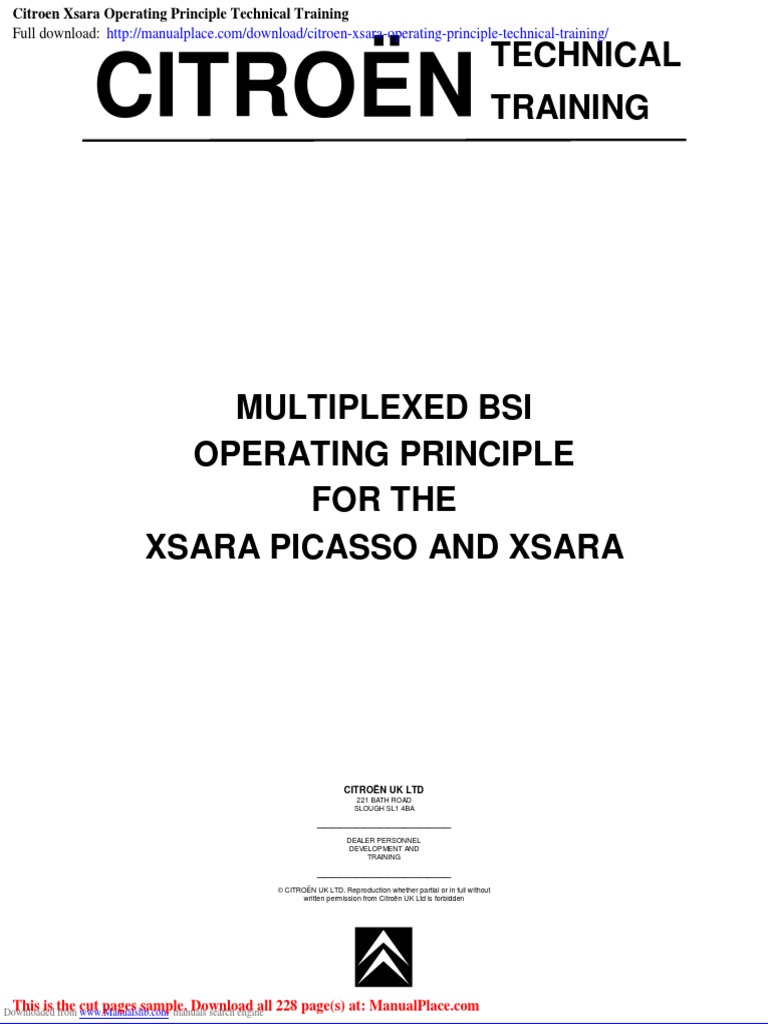 Citroen Xsara Operating Principle Technical Training | PDF | Multiplexing | Electrical Engineering