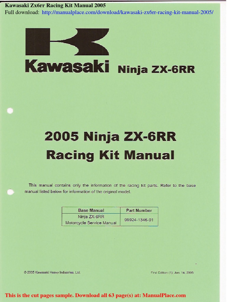Kawasaki Zx6rr Racing Kit Manual 2005 | PDF