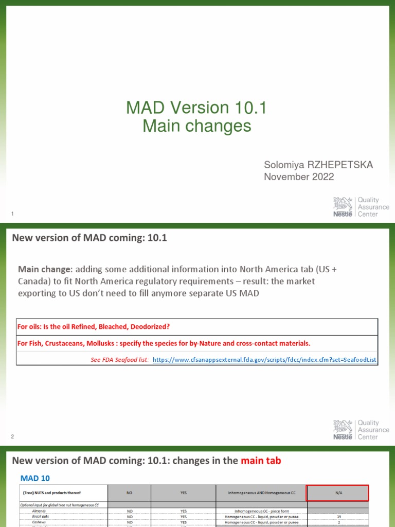 MAD Version 10.1 Changes Overview | PDF