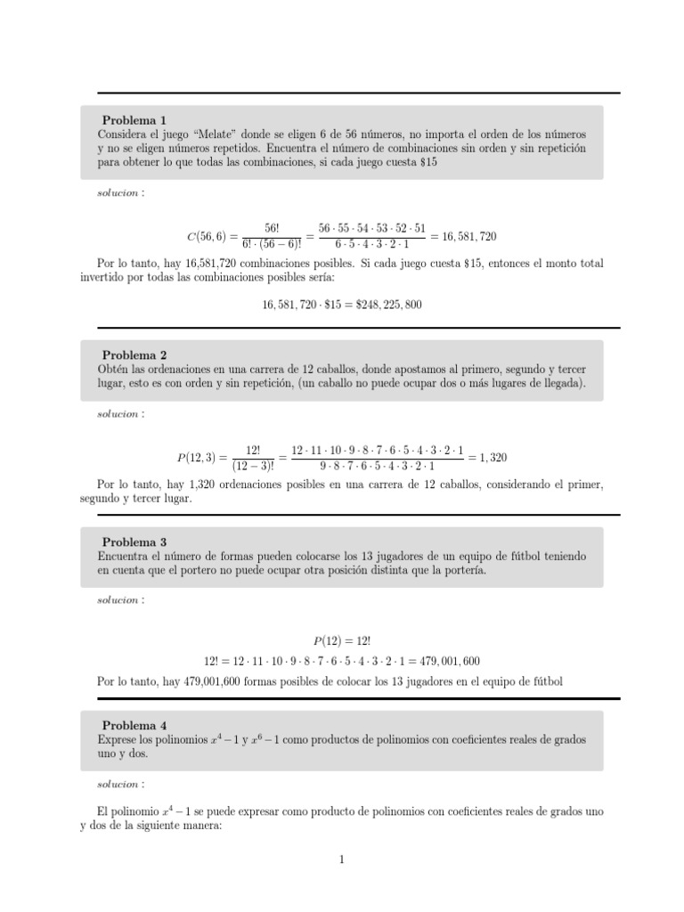 Polinomios y Combinatoria | PDF | Álgebra abstracta | Matemáticas Aplicadas