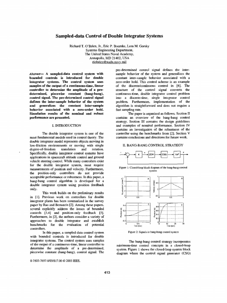 Control Strategies for Double Integrators | PDF | Control Theory ...