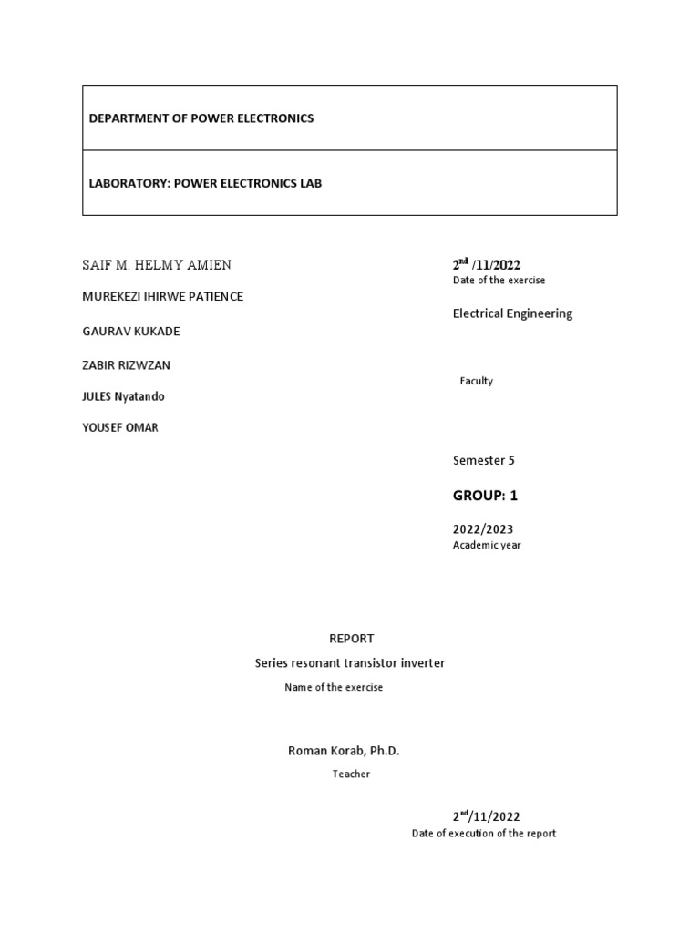 Power Electronics - LAB 3 | PDF | Power Electronics | Resonance