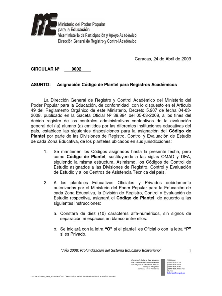 Circular - 002 24 04 2009 | PDF