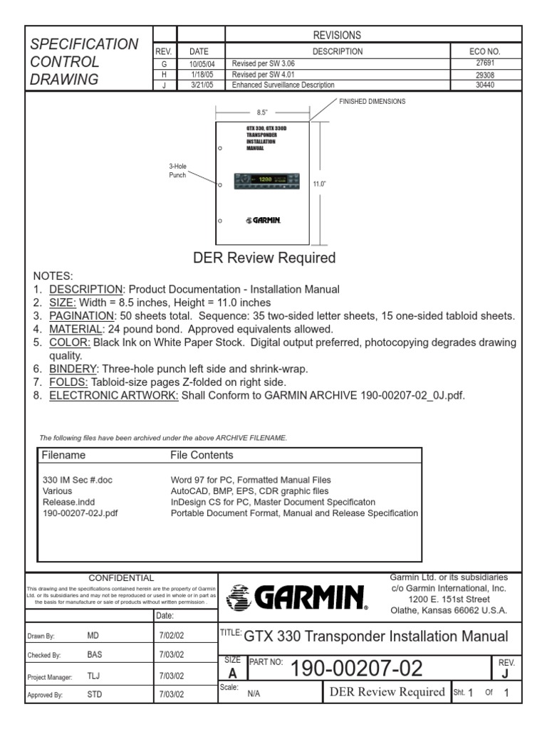 Garmin GTX330 Installation Manual | PDF | Transponder (Aeronautics ...