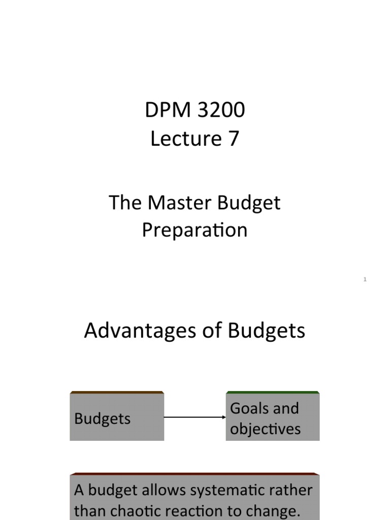 Lecture 7 - The Master Budget | PDF | Income Statement | Income