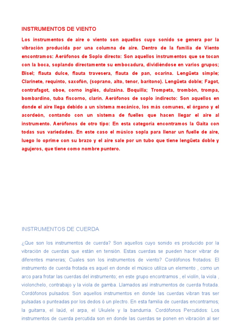 INSTRUMENTOS DE VIENTO Exp | PDF | Instrumentos musicales ...