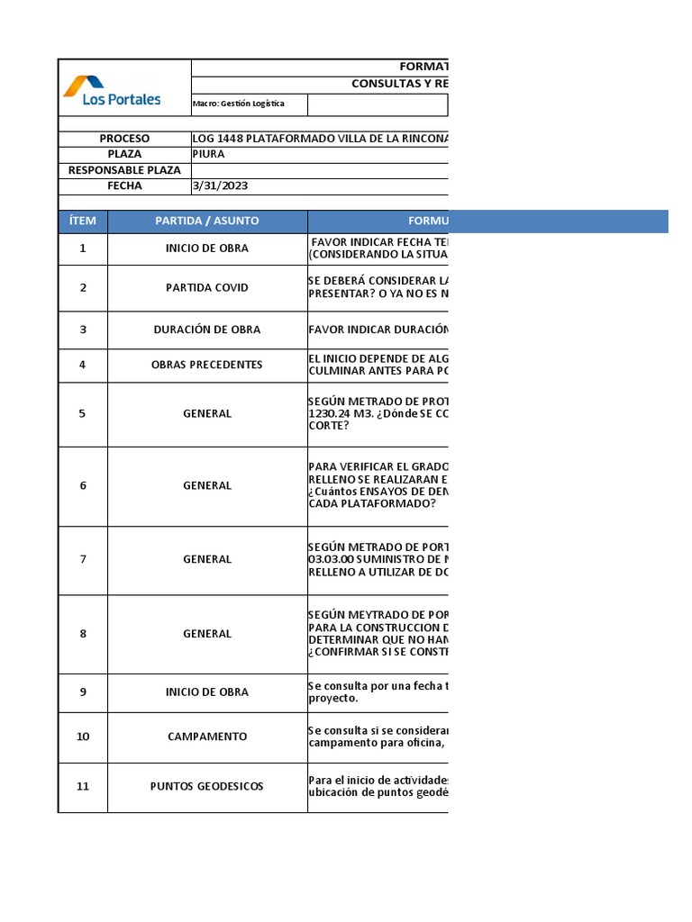 RPTA CONSULTAS Formato Consultas Portales | PDF