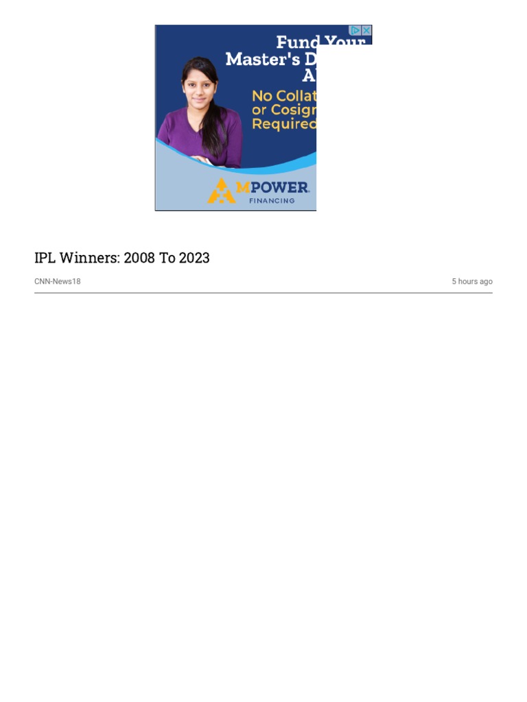 IPL 2008 Winner: Rajasthan Royals | PDF