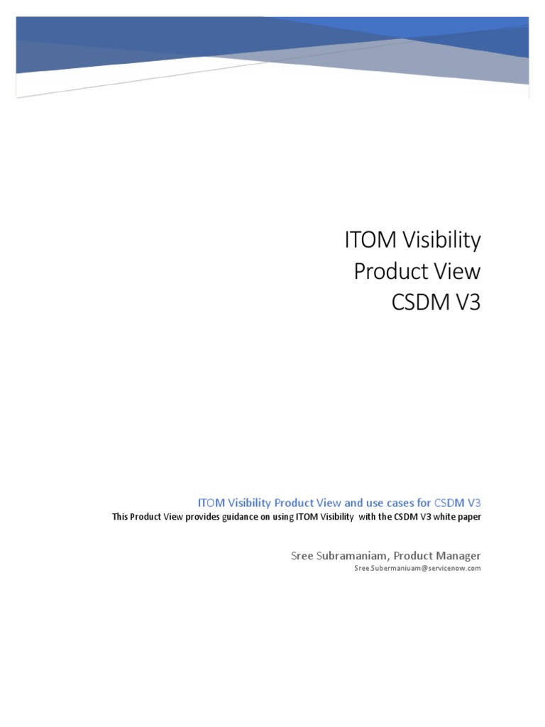 ITOM Visibility Product View For CSDM v3 Servicenow Specs | PDF | Cloud ...