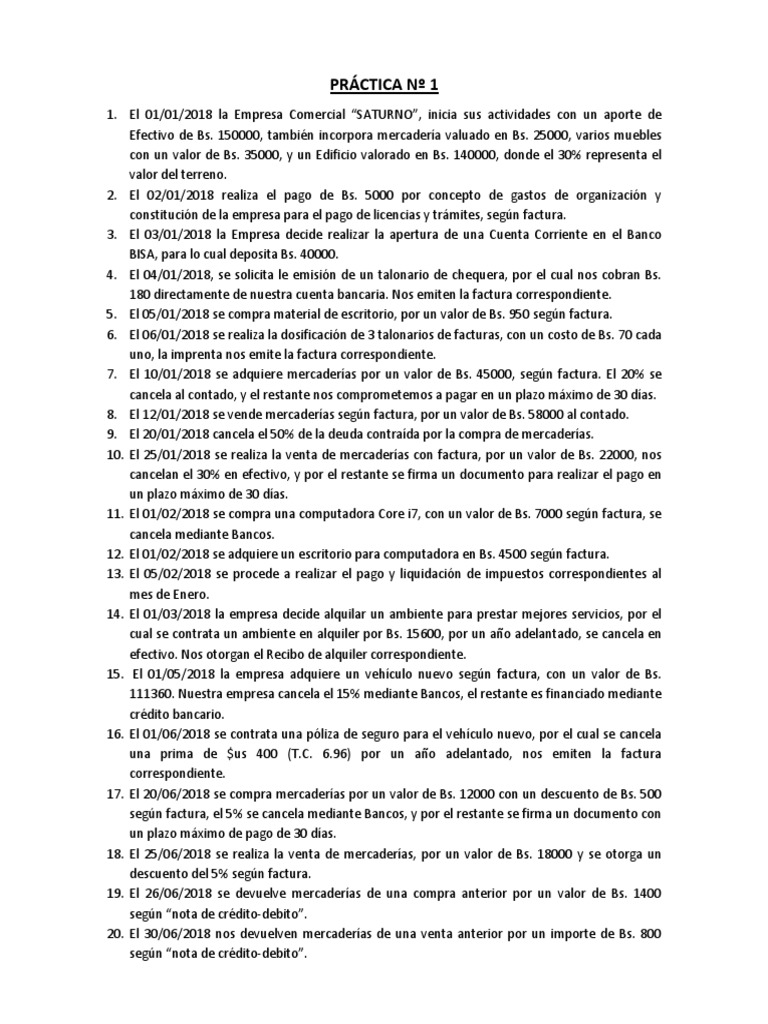 Practica 1 - Conta | PDF | Bancos | Factura