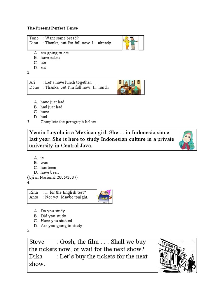 The Present Perfect Tense 1 | PDF | Food And Drink | Cooking