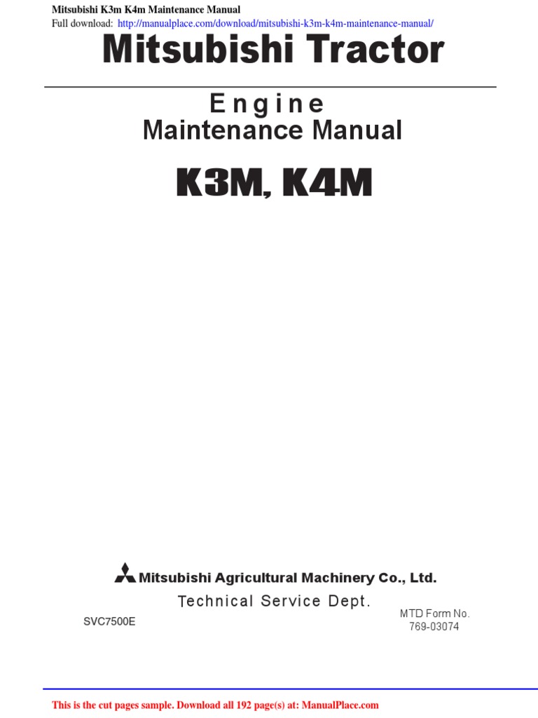 Mitsubishi k3m k4m Maintenance Manual | PDF