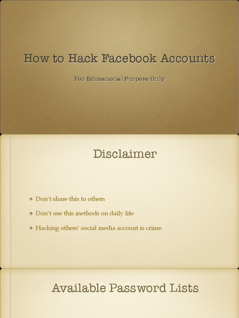 How To Hack Facebook Accounts: For Educational Purpose Only | PDF ...