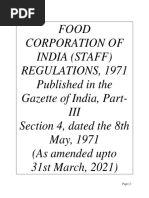 FCI Staff Regulations 1971 Updated | PDF | Government | Economies