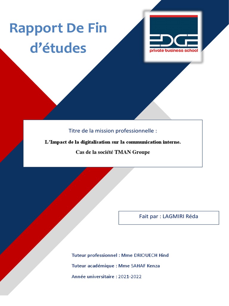 Rapport Du Projet Fin D'études Version Papier | PDF | Commercialisation ...
