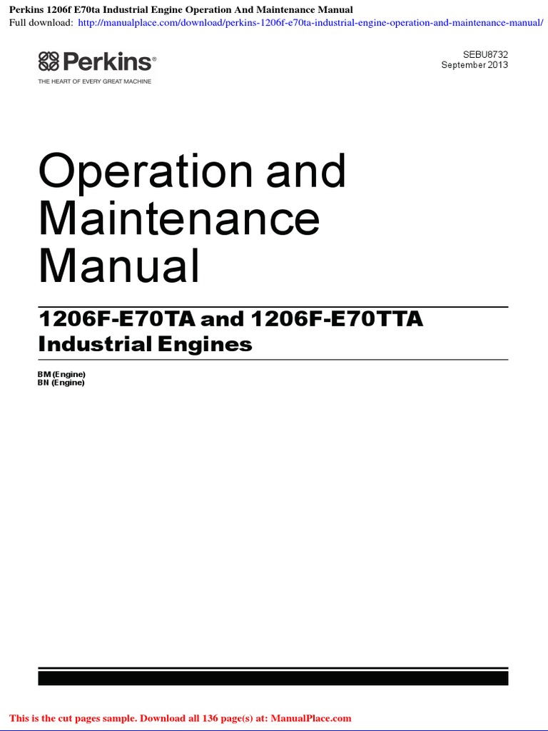 Perkins 1206f e70ta Industrial Engine Operation and Maintenance Manual | PDF