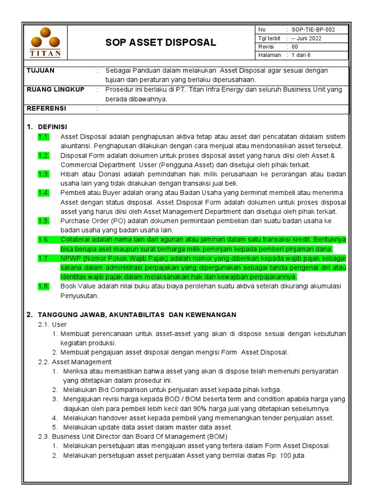 Draf SOP Asset Disposal NAB Rev3 | PDF