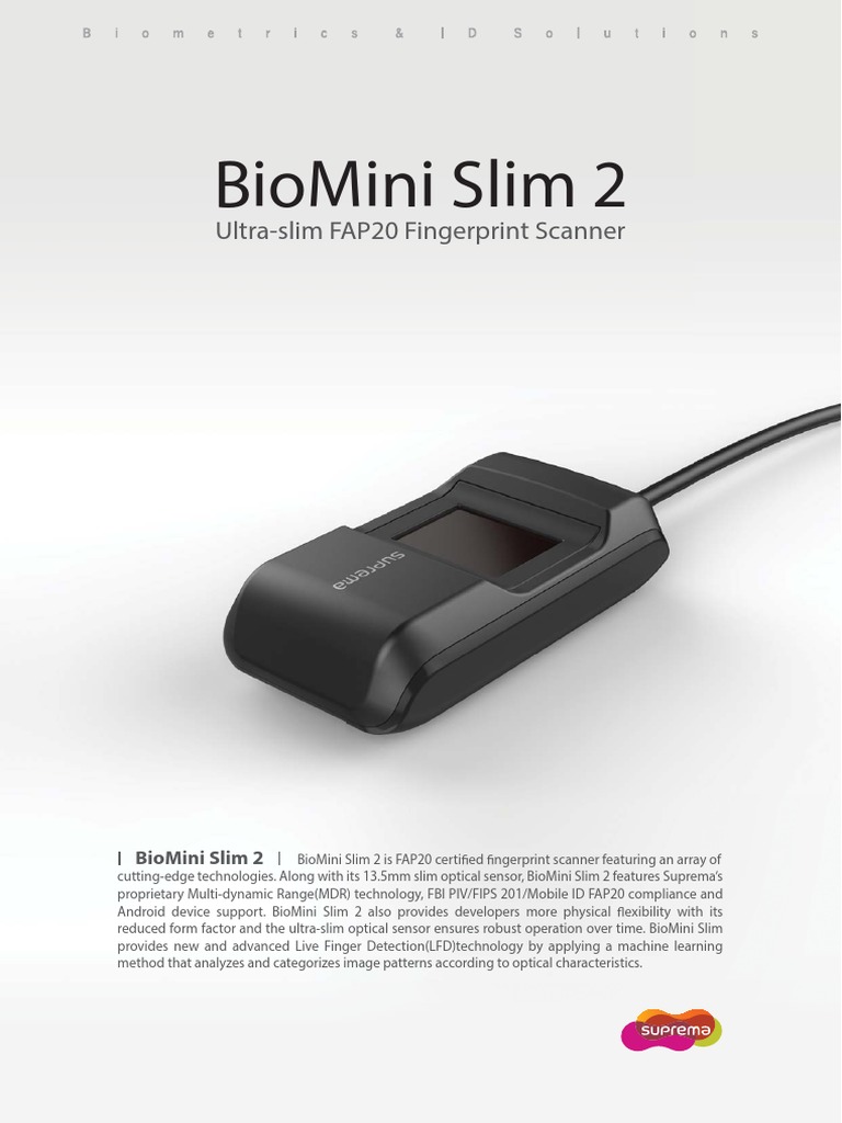 Biomini Slim 2 | PDF | Fingerprint | Image Scanner