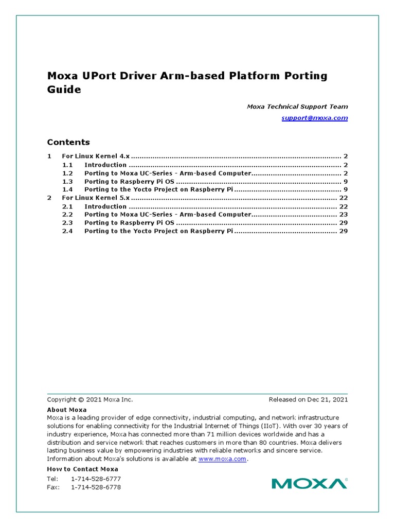 Moxa Uport Driver Port Guide For Arm Based Platforms Tech Note v1.2 ...
