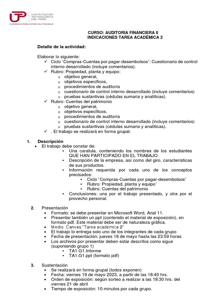 Indicaciones TA2, y Rúbrica | PDF