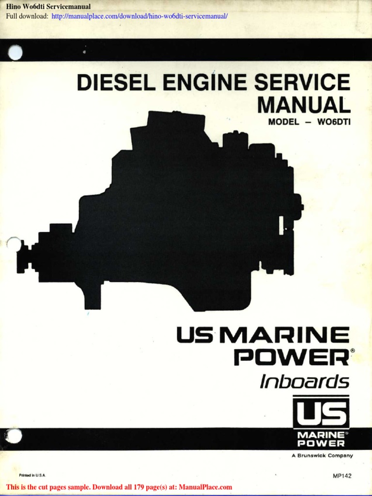 Hino W06D-TI Marine Engine Manual | PDF | Pump | Piston