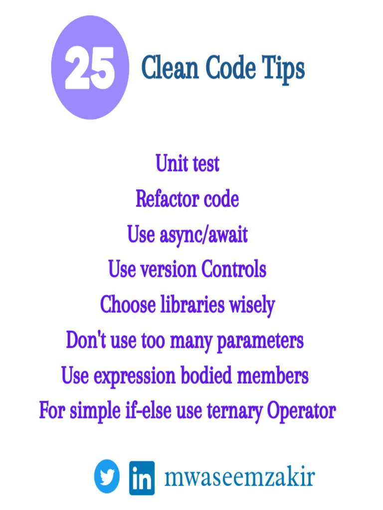 25 Clean Code Tips That You Should Be Familiar | PDF