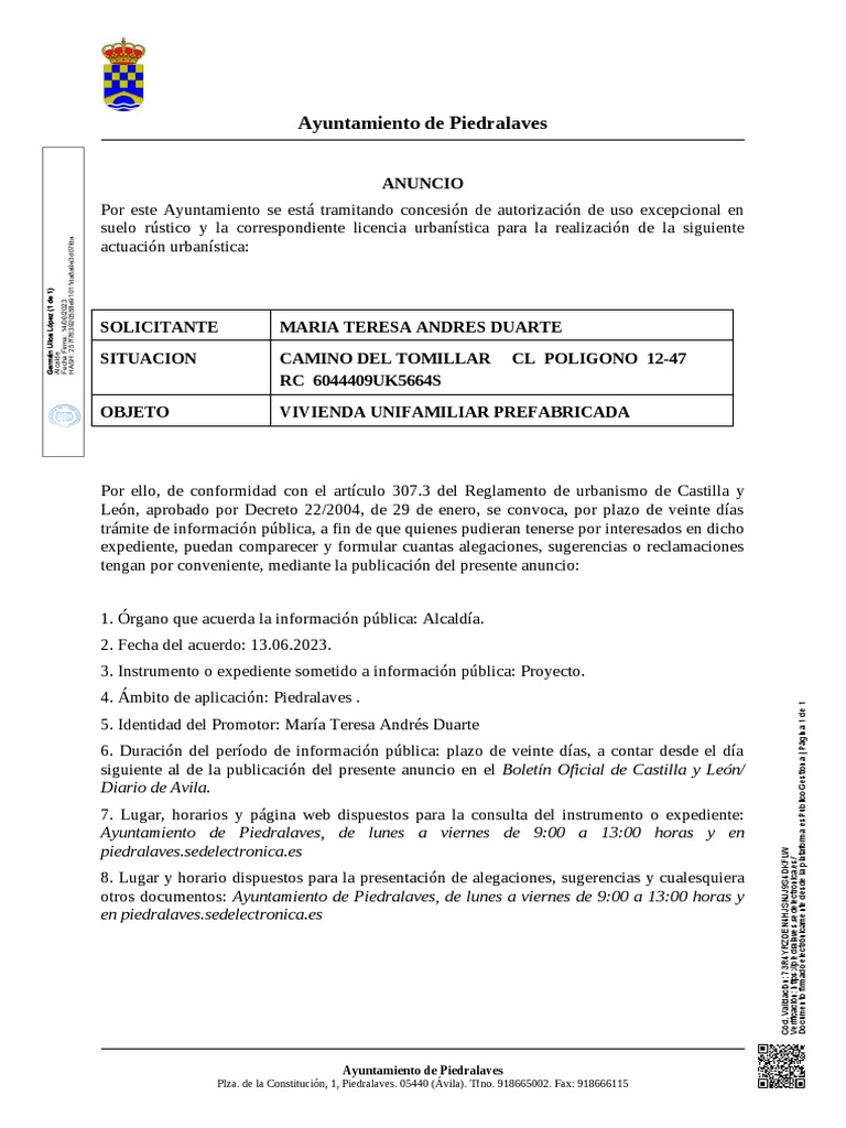 Publicación - Anuncio en Tablon, BOCYL y Diario de Avila | PDF | Gobierno