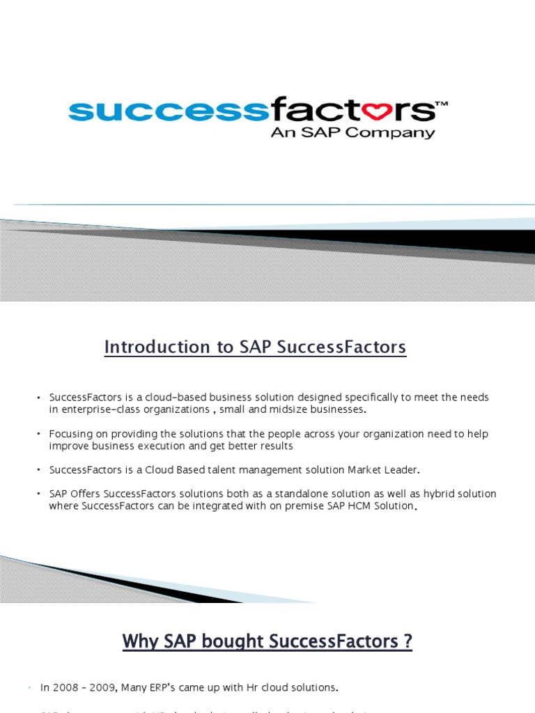 SuccessFactors Overview | PDF | Cloud Computing | Software As A Service