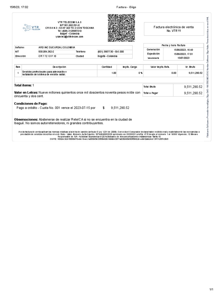 fv2 VTR | PDF | Industrias de servicio
