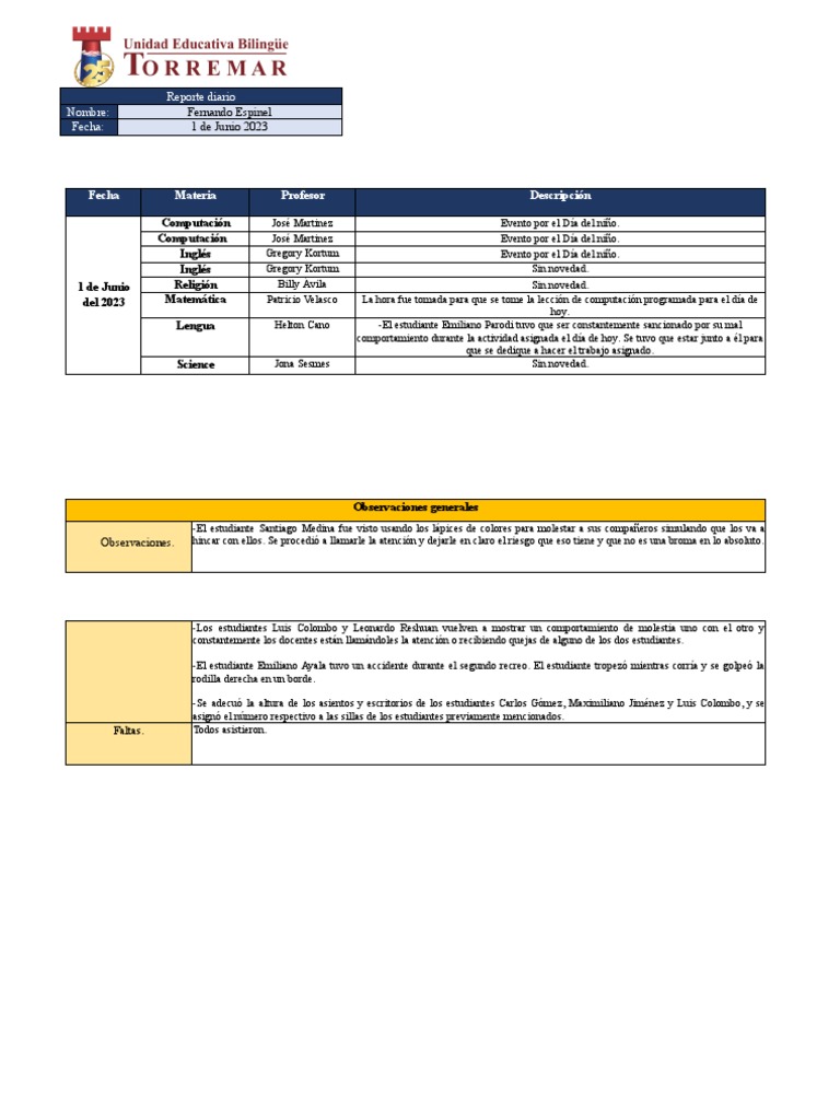 1 de Junio Reporte Diario - Peg - Adjunto | PDF
