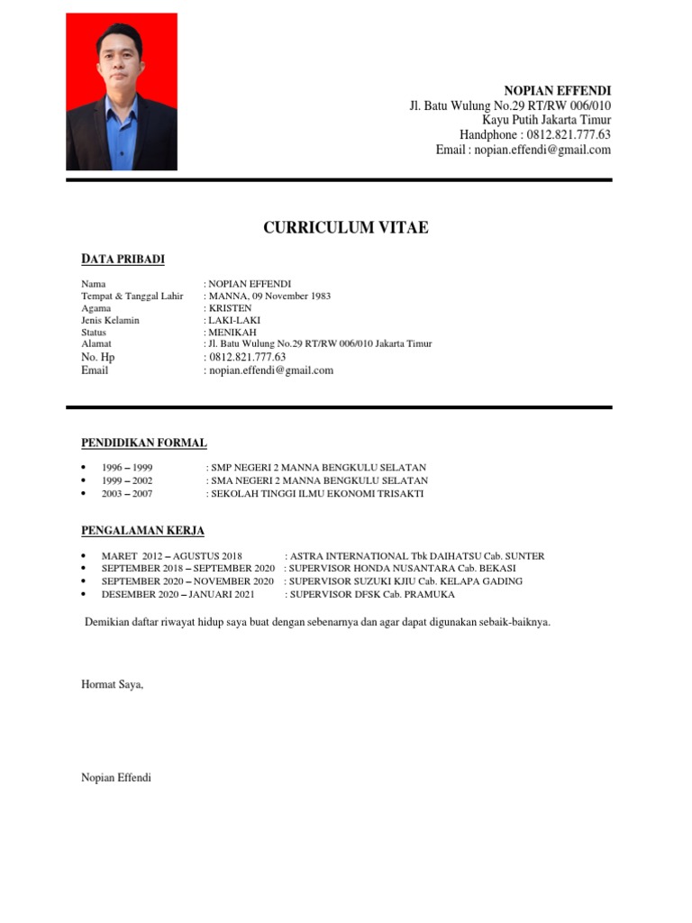 Cv. Nopian Effendi | PDF