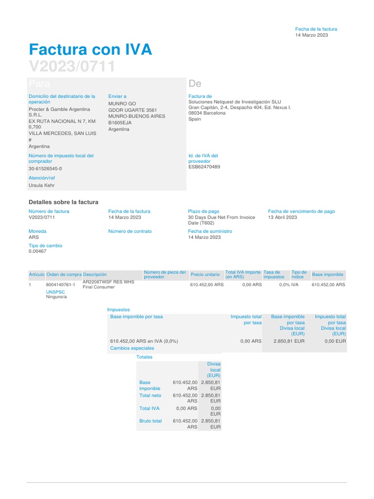 Soluciones Netquest de Investigación | PDF | Factura | Contabilidad