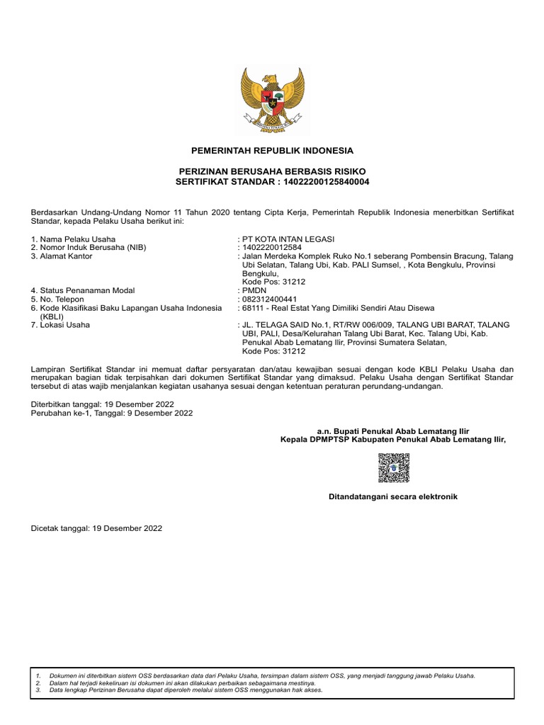 Nib Baru 19 Des TTG KKPR | PDF