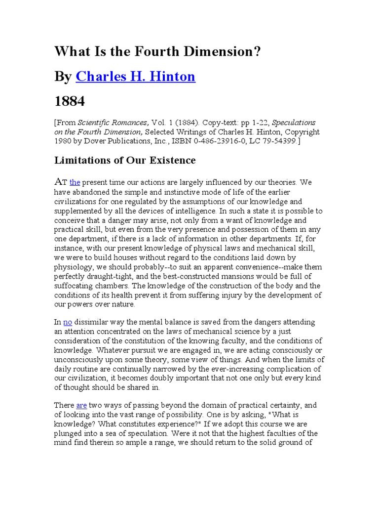 ¿What Is The Fourth Dimension-Charles Howard Hinton | PDF